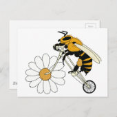 Bee Riding Bike With Flower Wheel Postcard | Zazzle