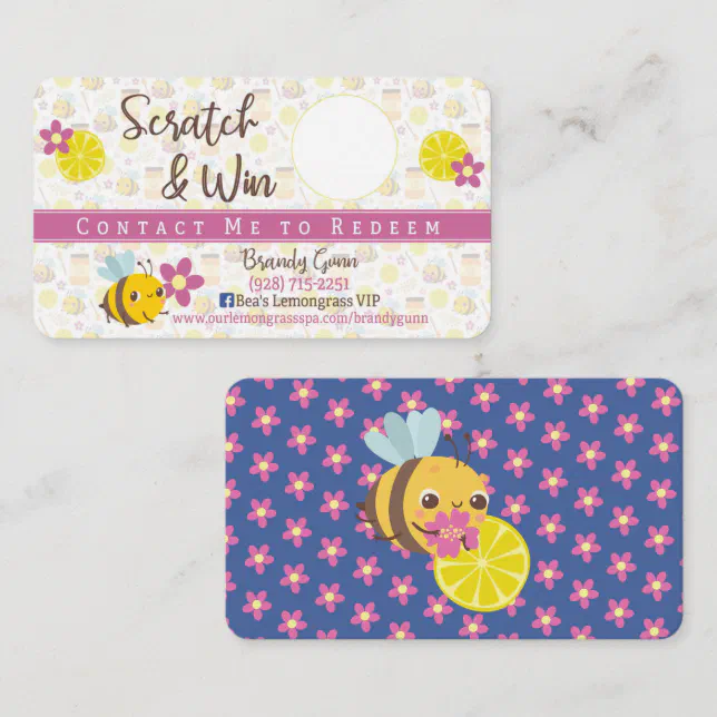 Bee Scratch & Win Business Card | Zazzle