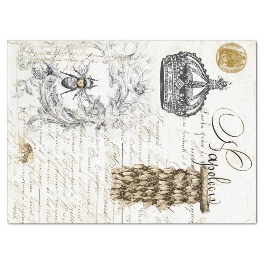 Bee Script Decoupage Tissue Paper | Zazzle.com
