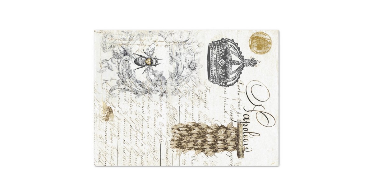 Bee Script Decoupage Tissue Paper | Zazzle