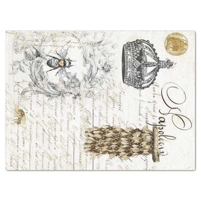 Bee Script Decoupage Tissue Paper | Zazzle