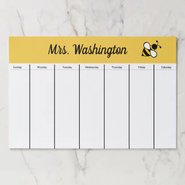 Bee Teacher's Desk Weekly Schedule Planner Pad | Zazzle