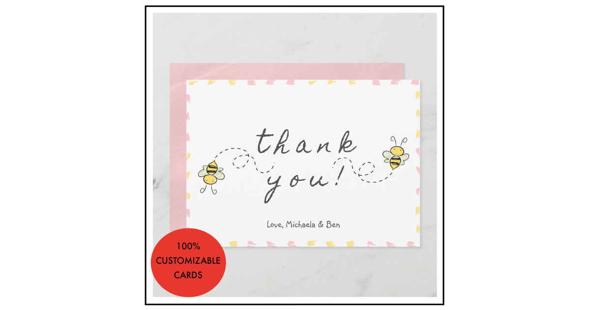 Bee thank you cards,Baby Shower Cute Girl Adorable | Zazzle