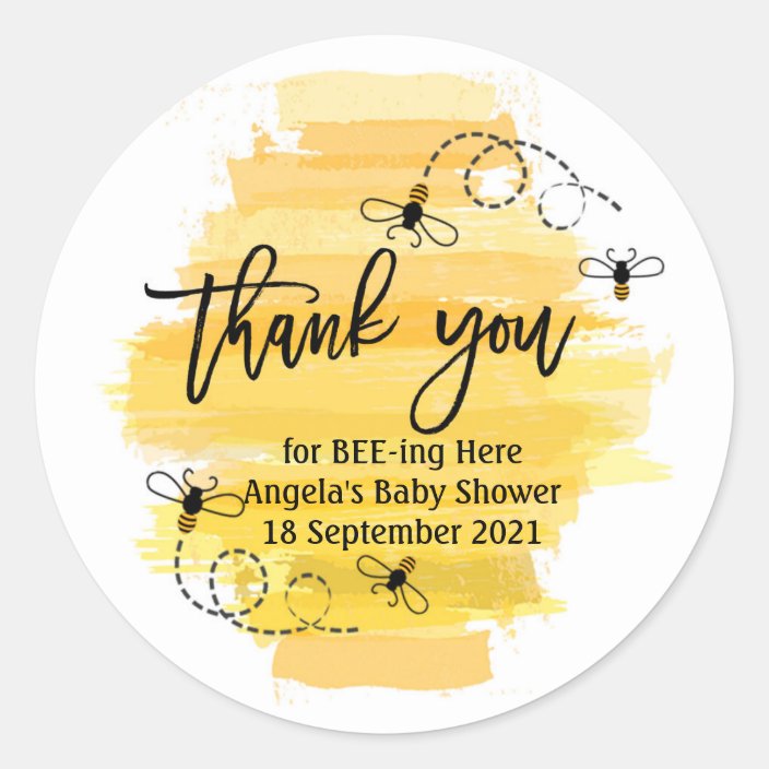 Bee Thank You for bee-ing here thank you Sticker | Zazzle.com