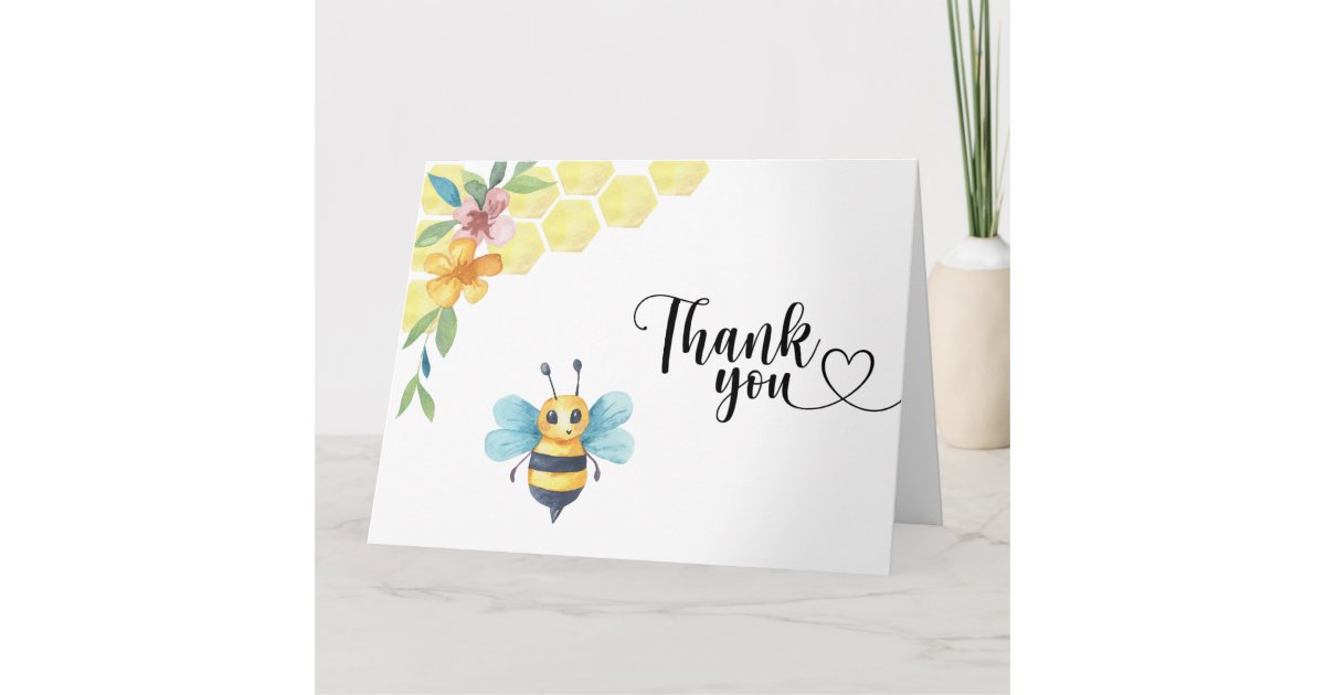 Bee thank you for beeing here card | Zazzle