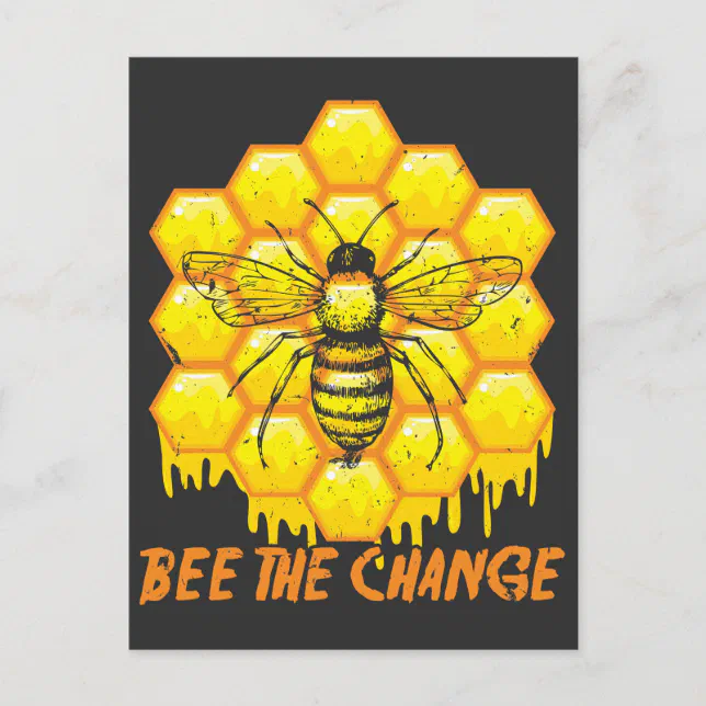 Bee The Change Beekeeping Honey Womb Honey Bees Postcard | Zazzle