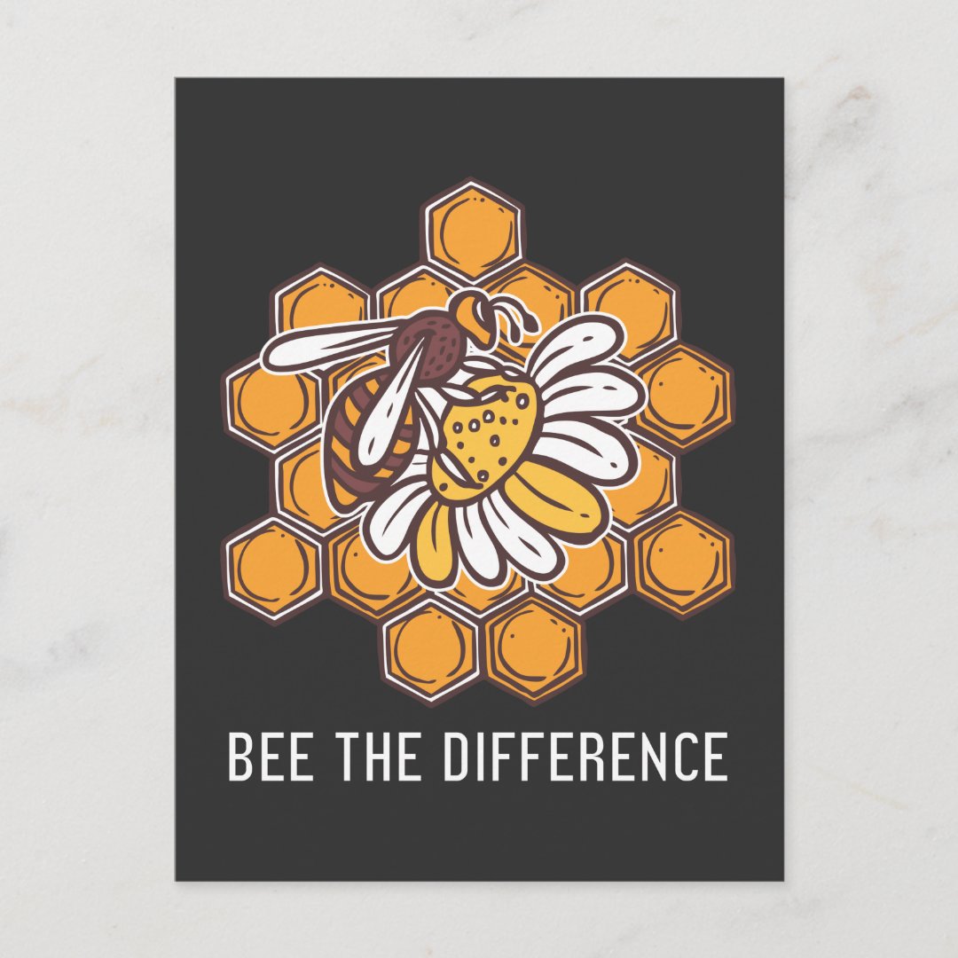 Bee the difference Inspiration Nature Honey Womb Postcard | Zazzle