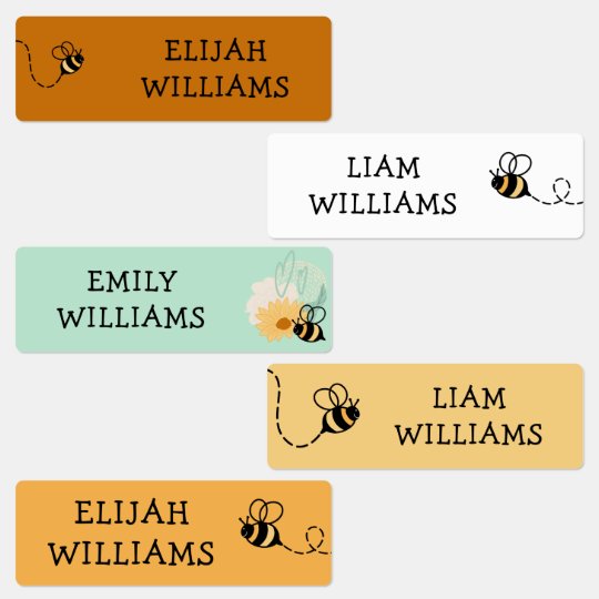 Bee Themed Honey and Green Kids Waterproof Kids' Labels | Zazzle.com