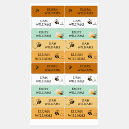 Bee Themed Honey and Green Kids Waterproof Kids' Labels | Zazzle