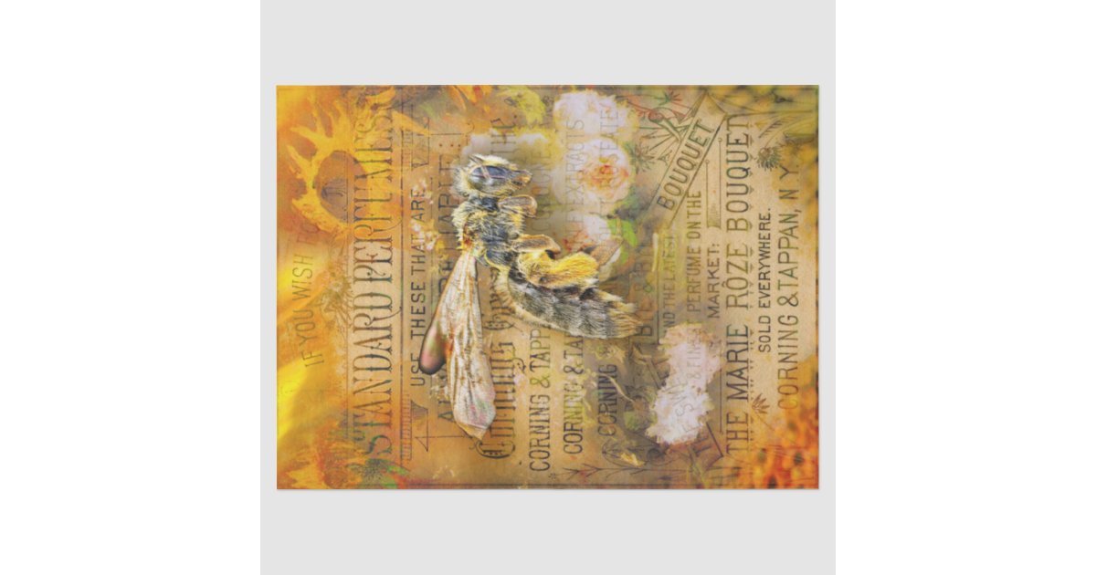 Bee Vintage Decoupage Tissue Paper | Zazzle