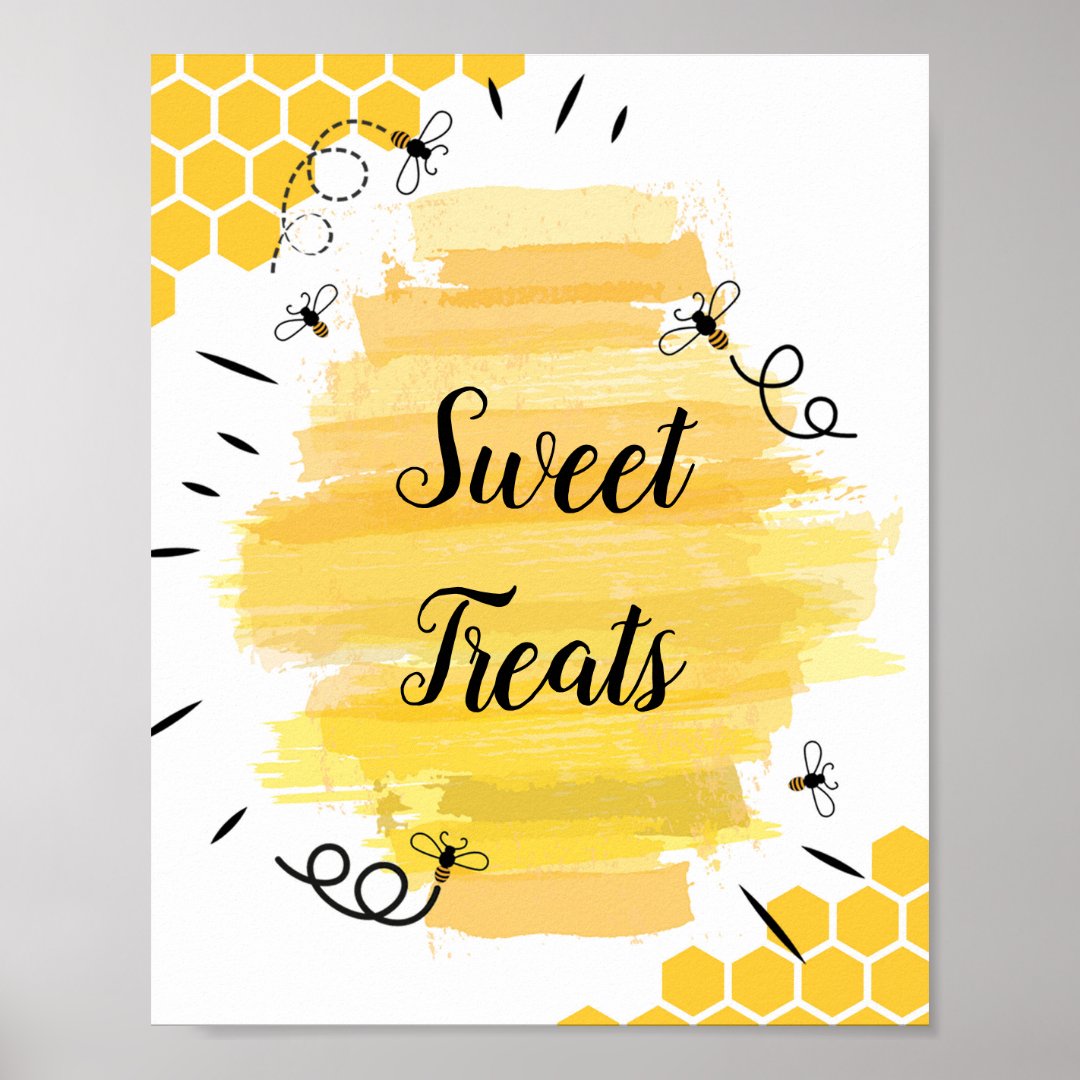 Bee watercolor Sweet Treats sign | Zazzle