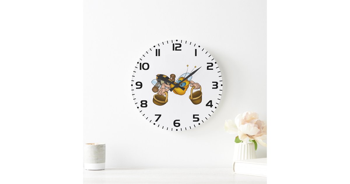 Bee With Buckets Large Clock | Zazzle