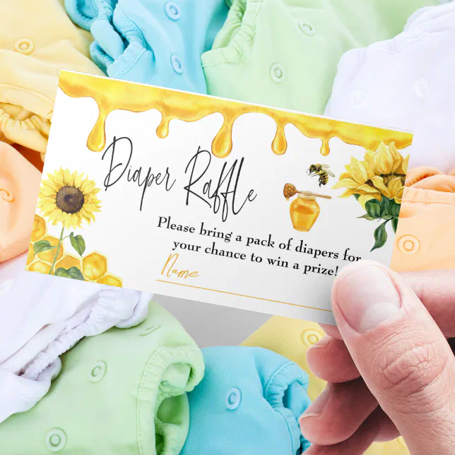 Bee Yellow Honey Baby Shower Diaper Raffle Game Business Card | Zazzle
