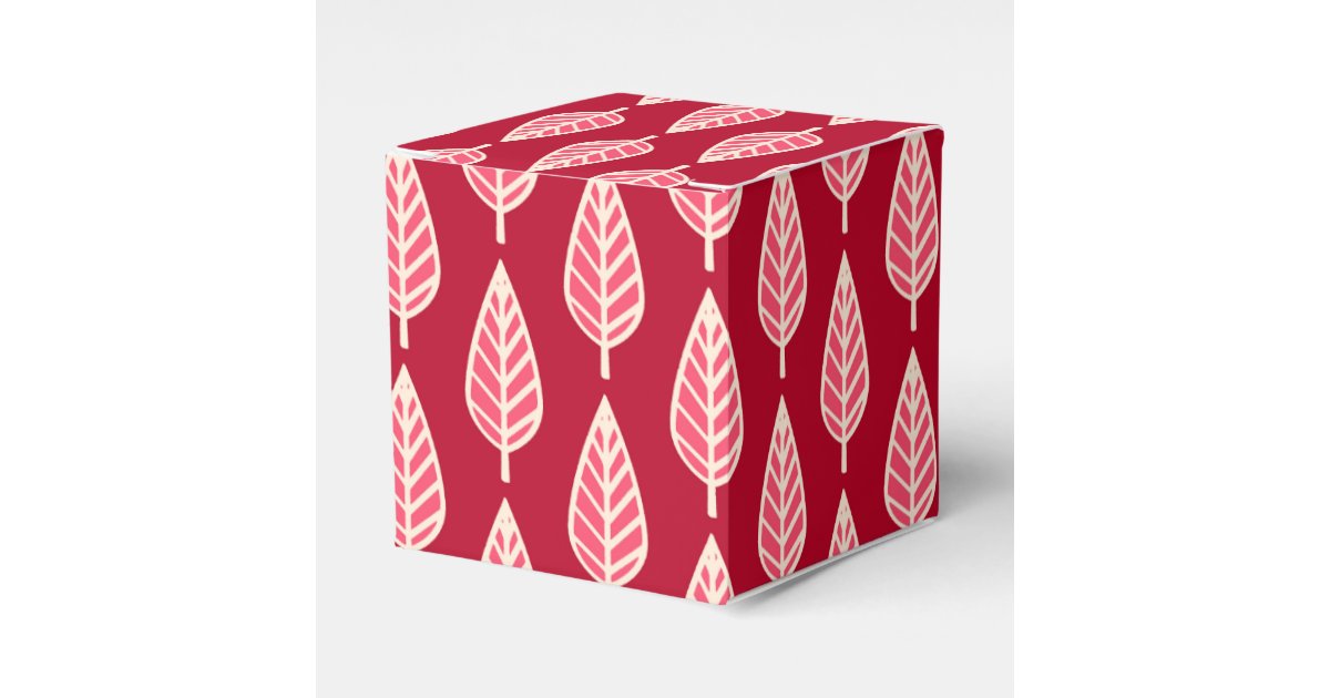 Beech leaf pattern - Ruby red and cream Favor Boxes | Zazzle