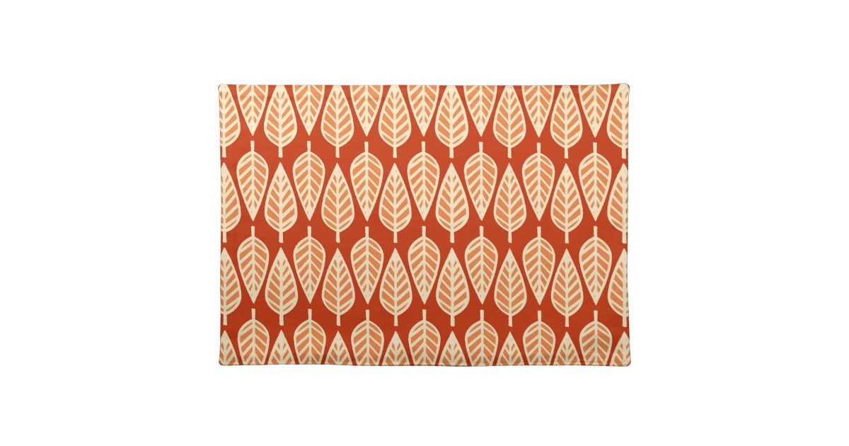 Beech leaf pattern - Shades of mandarin orange Placemat | Zazzle
