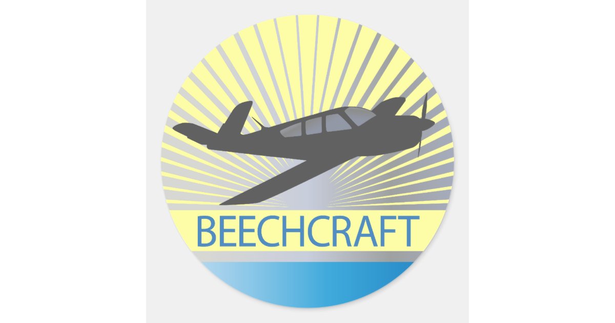 Beechcraft Aircraft Classic Round Sticker | Zazzle