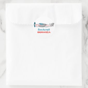 Beechcraft Bonanza Classic Round Sticker | Zazzle