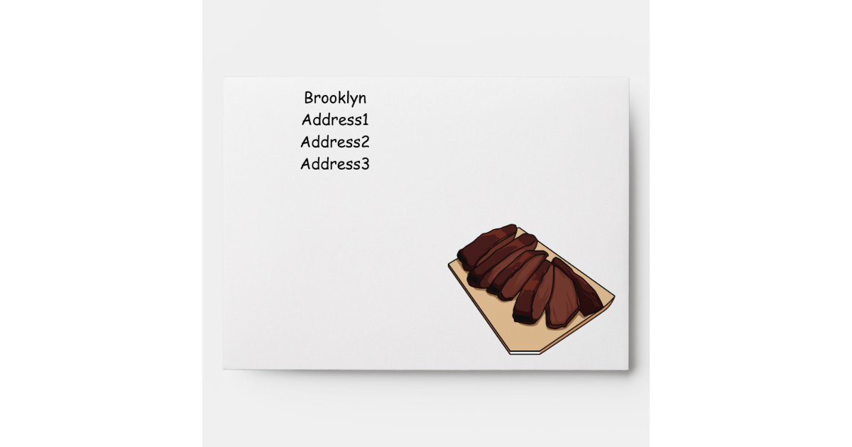 Beef brisket cartoon illustration envelope | Zazzle
