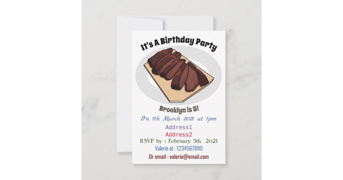 Beef brisket cartoon illustration invitation | Zazzle