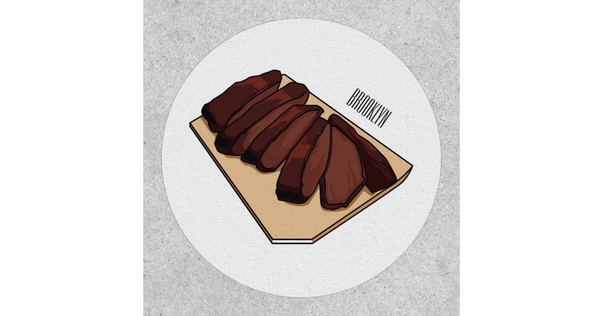 Beef brisket cartoon illustration patch | Zazzle