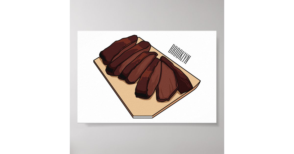 Beef brisket cartoon illustration poster | Zazzle