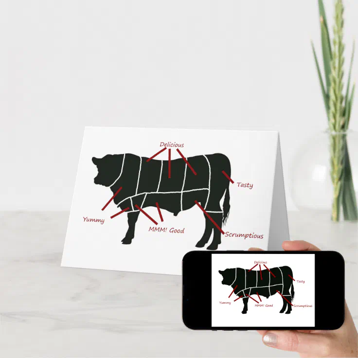 Beef Butcher Chart - Tasty Delicious Yummy Beef! Card | Zazzle