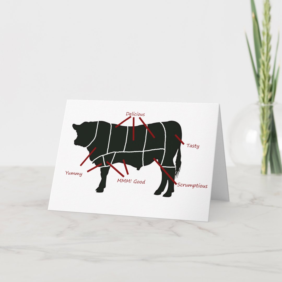 Beef Butcher Chart - Tasty Delicious Yummy Beef! Card | Zazzle