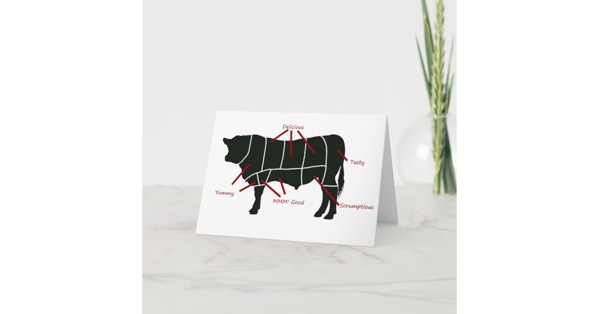 Beef Butcher Chart - Tasty Delicious Yummy Beef! Card | Zazzle