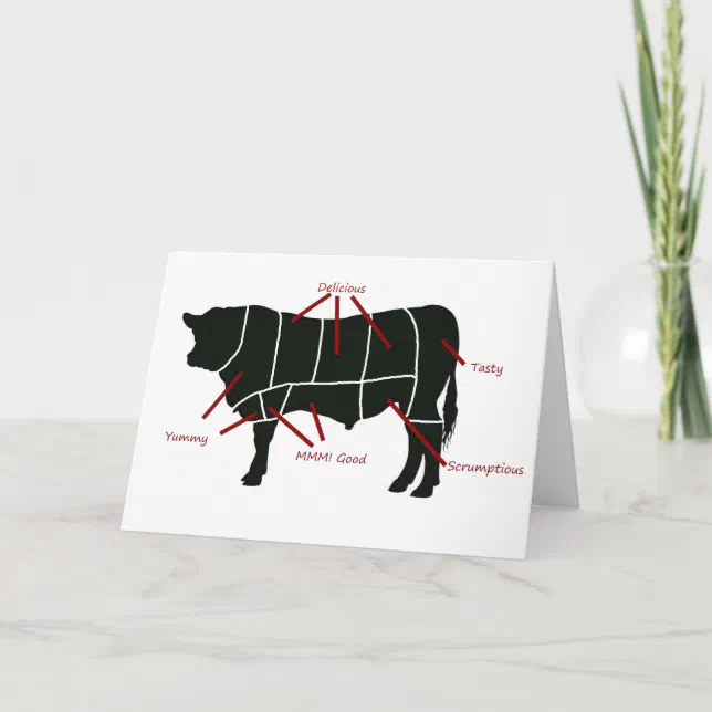 Beef Butcher Chart - Tasty Delicious Yummy Beef! Card | Zazzle