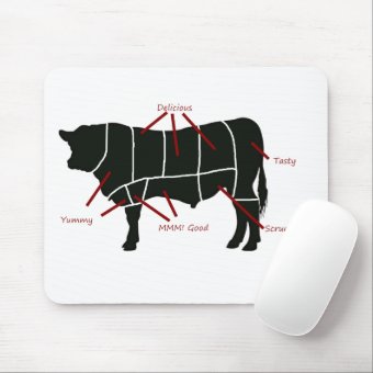 Beef Butcher Chart - Tasty Delicious Yummy Beef! Mouse Pad | Zazzle