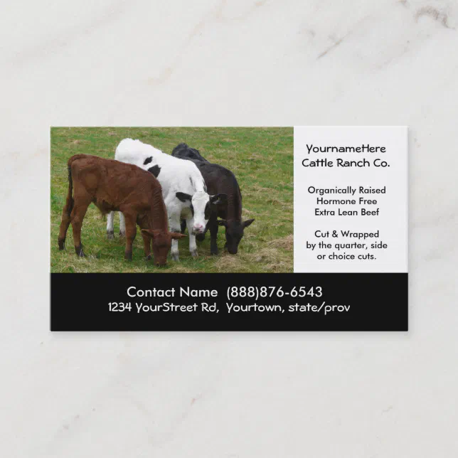 Beef Cattle Farming or Butchering Business Card | Zazzle