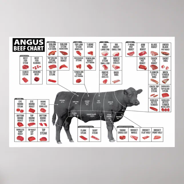 Beef Cuts Chart Poster | Zazzle