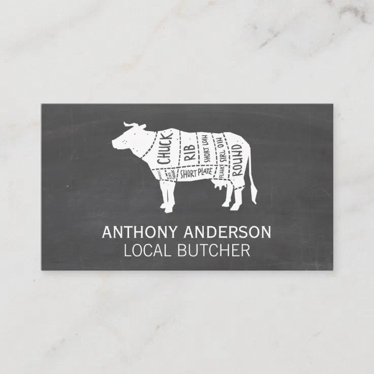 Beef Diagram | Beef Cut Chart | Chalkboard Business Card | Zazzle
