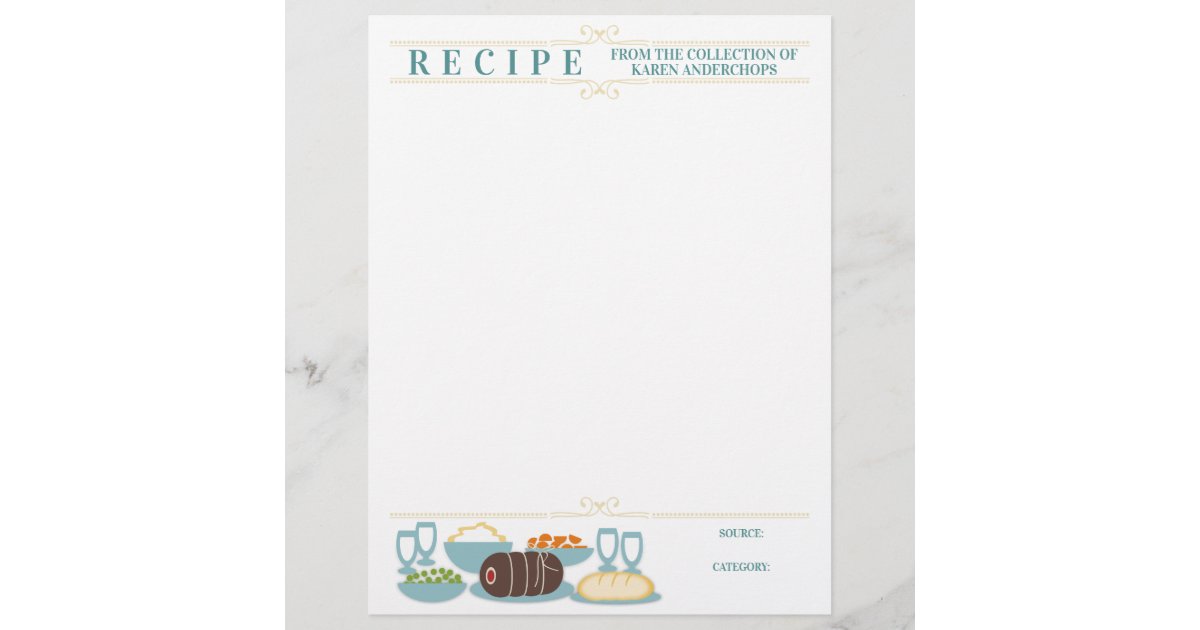 Beef dinner main dish cookbook recipe letterhead | Zazzle