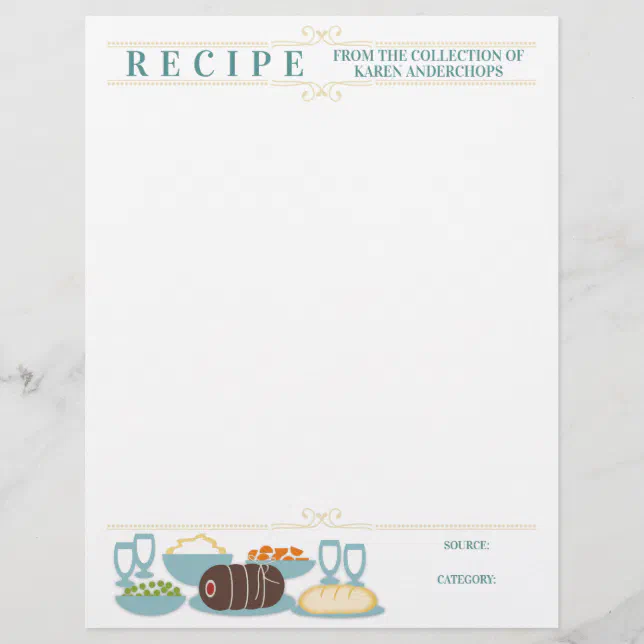 Beef dinner main dish cookbook recipe letterhead | Zazzle