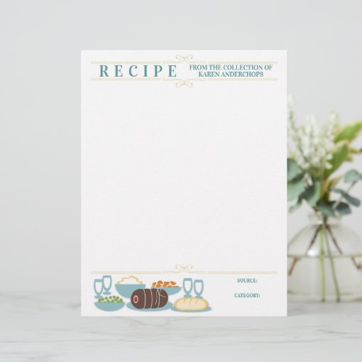 Beef dinner main dish cookbook recipe letterhead | Zazzle