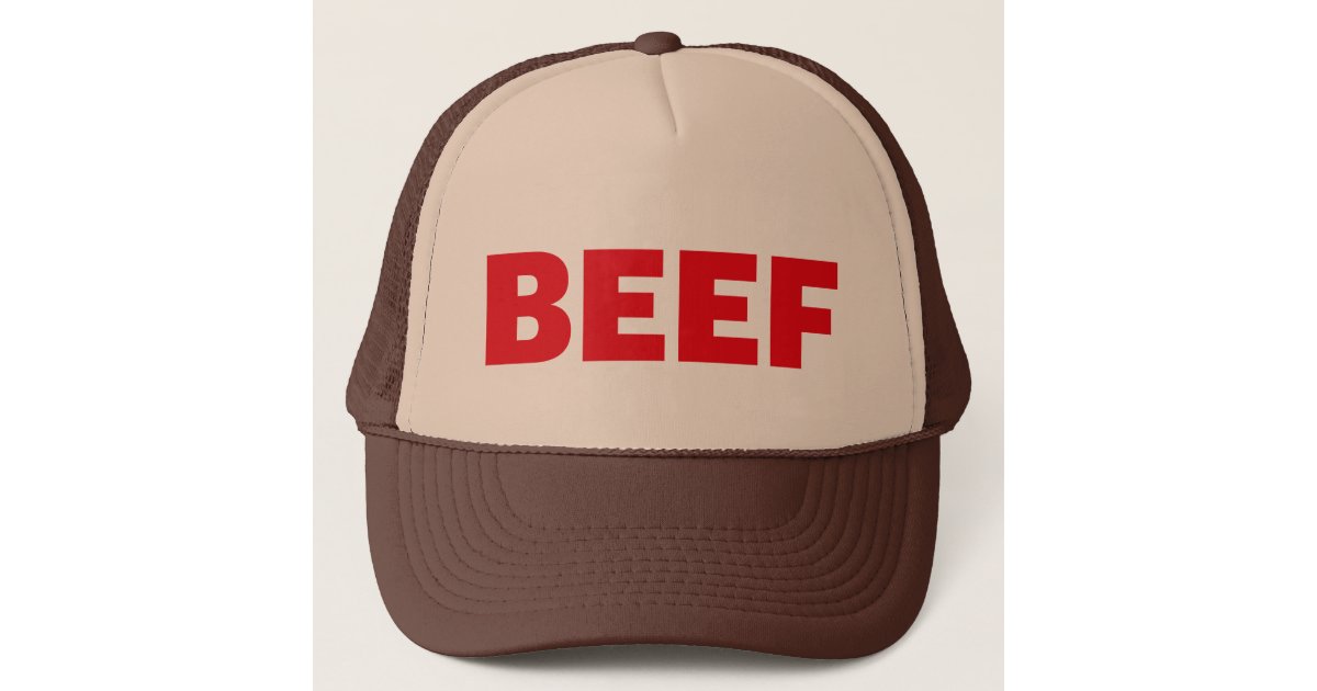 BEEF fun slogan trucker hat | Zazzle