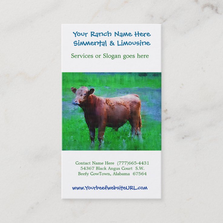 Beef Ranch Cattle Farming Business Card | Zazzle