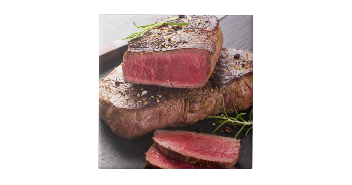 Beef steak ceramic tile | Zazzle