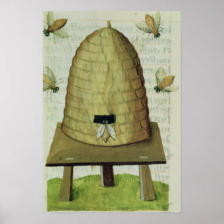 Beehive and Bees Poster | Zazzle