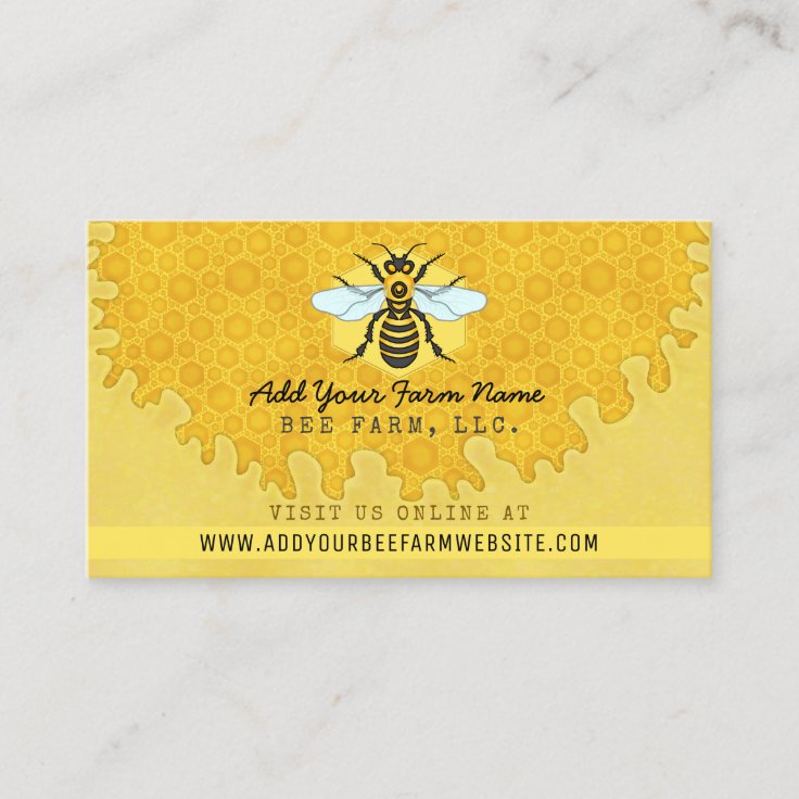 Beekeeper Apiarist Bee Farm Honeybees Honeycomb Business Card | Zazzle