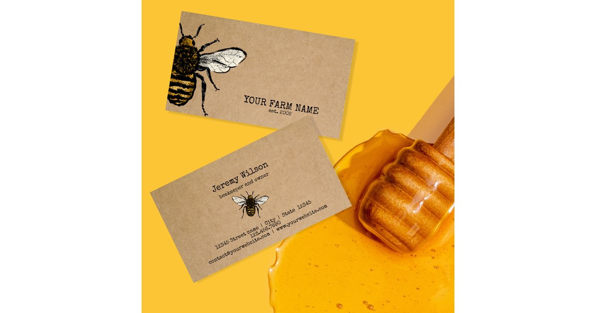Beekeeper Apiarist Bee Farm Honeybees Honeycomb Business Card | Zazzle