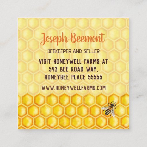 Beekeeper Apiary Honeybees Honey Seller Bee Farm Square Business Card ...