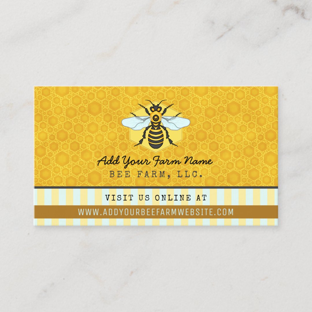 Beekeeper Bee Farm Apiarist Honeybees Honeycomb Business Card | Zazzle