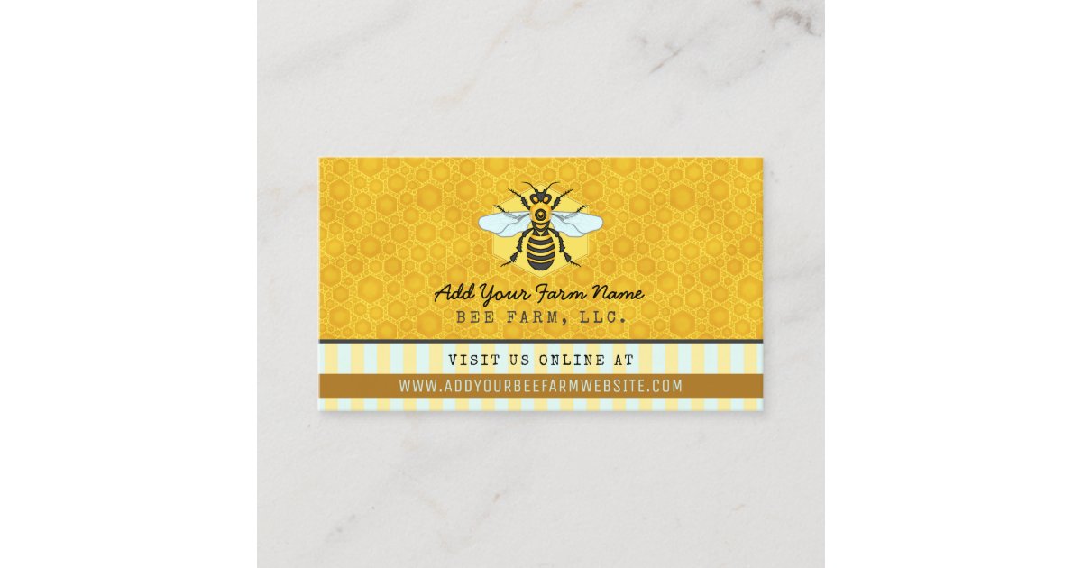 Beekeeper Bee Farm Apiarist Honeybees Honeycomb Business Card | Zazzle