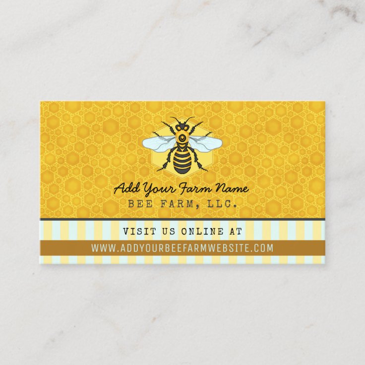 Beekeeper Bee Farm Apiarist Honeybees Honeycomb Business Card | Zazzle