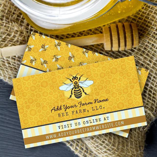 Beekeeper Bee Farm Apiarist Honeybees Honeycomb Business Card | Zazzle
