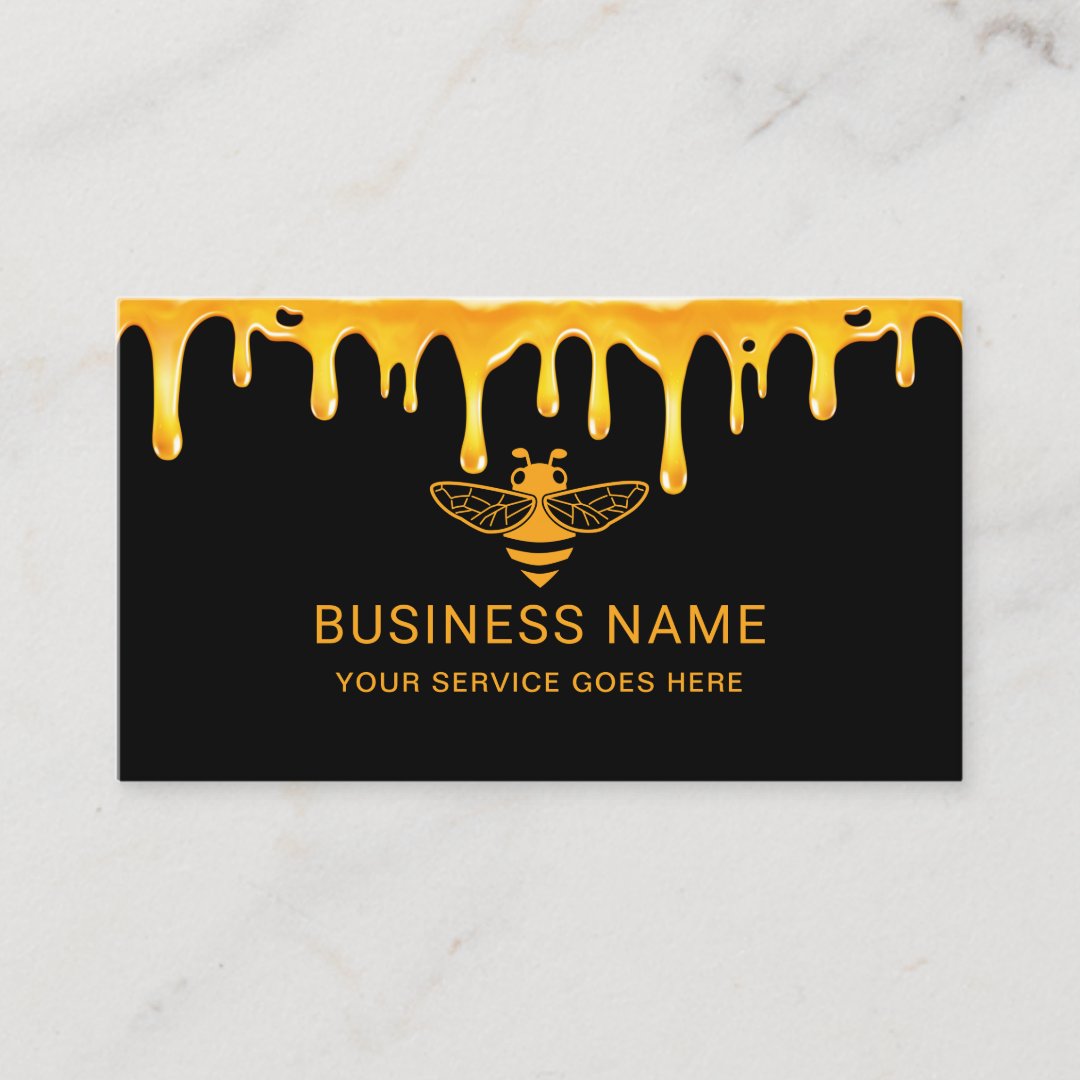 Beekeeper Bee Logo Honey Apiary Gold Drips Farm Business Card | Zazzle