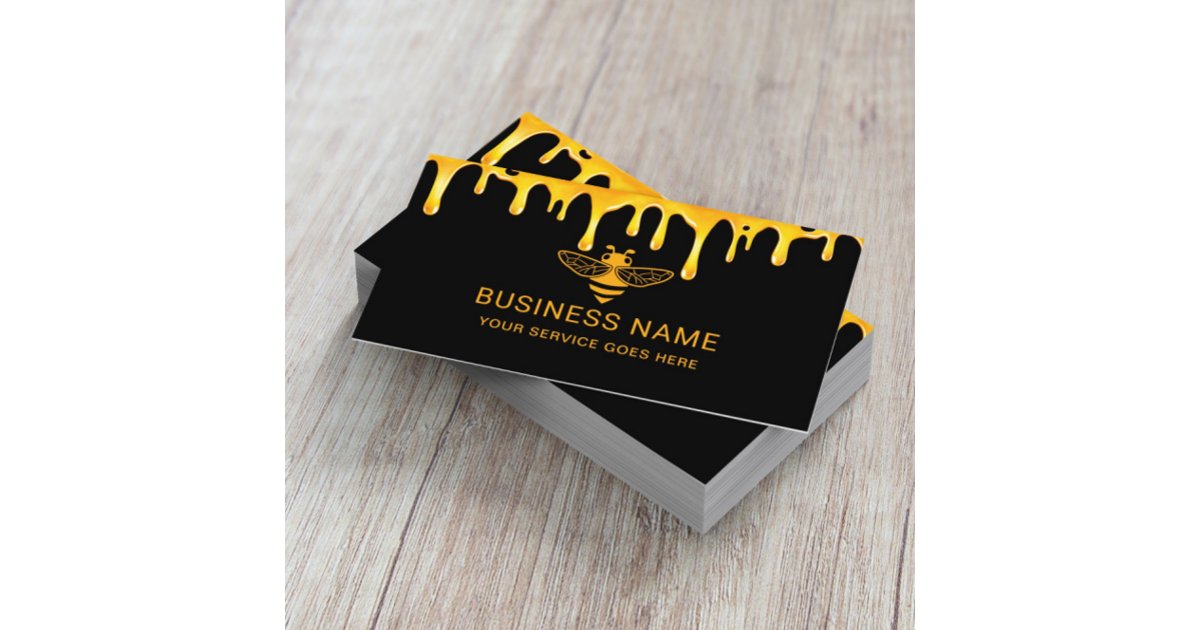 Beekeeper Bee Logo Honey Apiary Gold Drips Farm Business Card | Zazzle