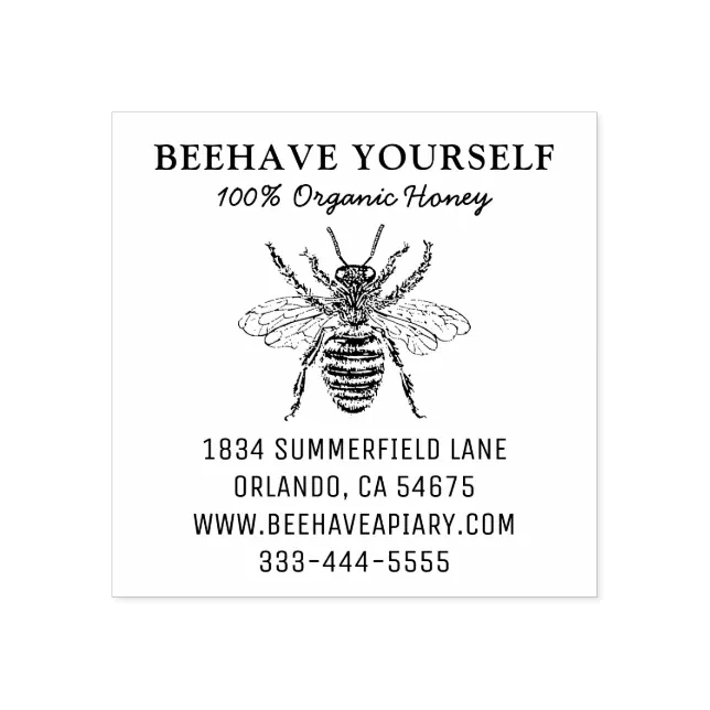 Beekeeper Honeybee Honey Apiary Bee Farm Rubber Stamp | Zazzle